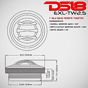 DS18 TW2.5 Tweeter 2.5-inch Diameter 1-inch Voice Coil Extremely Loud Series 100 Watts Max Silk Dome Ferrite Tweeter Ferro Fluid Sound Quality - Set of 2 (Black)