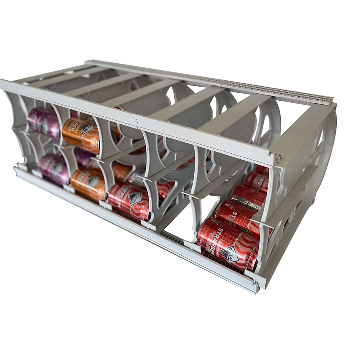 Shelf Reliance Cansolidator 60 Cans, Stackable Adjustable Can Pantry Organizer, Rotating Canned Food & Soda Storage Kitchen Organizer, USA Made,2 Pack