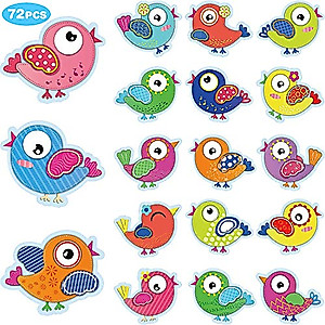 72 Pieces Boho Birds Cut-Outs Multicolor Bird Cutouts Bird Bulletin Board Decorations for Classroom Birthday Party Supply