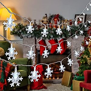 Auxiwa Christmas Decorations Lights, 100 LED Indoor Outdoor Xmas Decoration White Light for Small Room Bedroom Office Bulk Decor Waterproof Snowflake String for Patio Yard Holiday Party