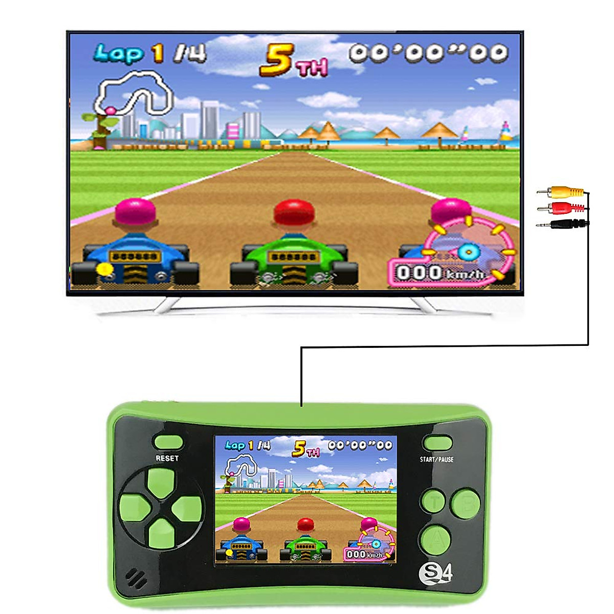 X-JJFUN QS-4 Handheld Game Player for Kids, Portable Arcade Entertainment Gaming System Retro FC Video Game Player 2.5" LCD Built-in 182 Classic Games, Best Birthday Gifts for Children Boys(Green)