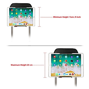 Hikig Tablet Holder for Car, Car Headrest Mount Holder for Back Seat, Tablet Car Holder for Kits with Elastic Strap & Anti-Slip Holding Clamps, Fits All 7-12" Tablets