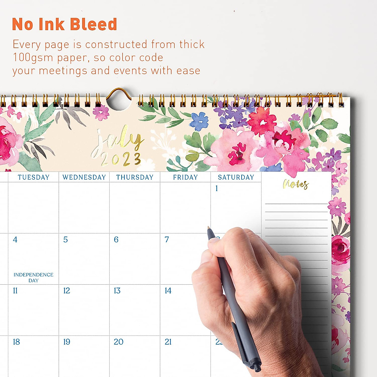 S&O Watercolor Floral Wall Calendar from Jan 2023-Jun 2024 - Tear-Off Monthly Calendar - 18 Month Academic Wall Calendar 2023-2024 - Hanging Calendar to Track for Anniversaries & Appointments - 10.5x13.5”in