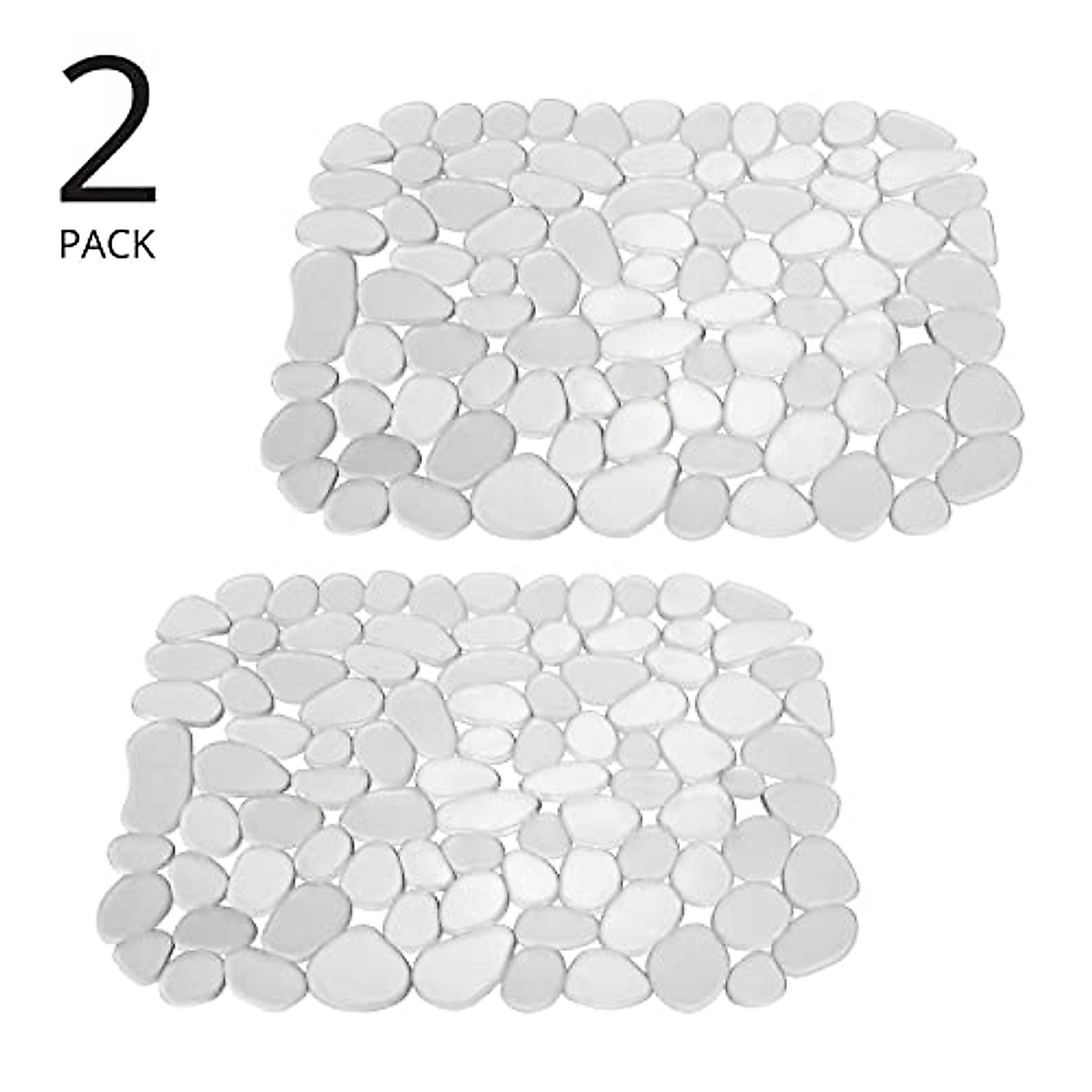 mDesign Adjustable Kitchen Sink Dish Drying Mat/Grid - Soft Plastic Sink Protector - Cushions Sinks, Stemware, Glasses, Dishes - Quick Draining Pebble Design - Small, 12.4" Long - 2 Pack - Clear