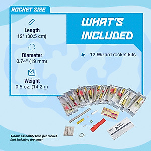 Estes - 1754 Wizard Flying Model Rocket Bulk Pack (Pack of 12) | Intermediate Rocket Kit | Step-by-Step Instructions | Science Education Kits | Great for Teachers, Youth Group Leaders and Birthdays