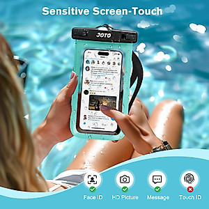 JOTO IPX8 Waterproof Phone Pouch Case, Underwater Dry Bag for Phone Protector for iPhone 15 14 13 12 11 Pro Max, Galaxy S24 S23 S22 Ultra Pixel to 7" Cruise Vacation Essential -2 Pack, Green