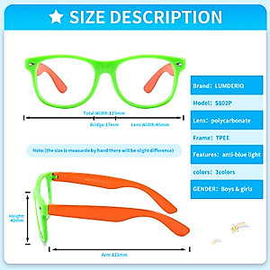 LUMDERIO Blue Light Blocking Glasses Kids Clear Glasses for Little Girls Boys, Geek Fake Nerd Eyeglasses for Costume Age 3-12