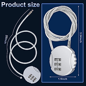 4 Pieces 3 Digit Combination Lock Wire Stroller Waterproof Padlock Cable Locks Lightweight Locker Lock Flexible Gate Lock for School Luggage Helmet Gym Fence Door Sports Bike (Black, Silver)