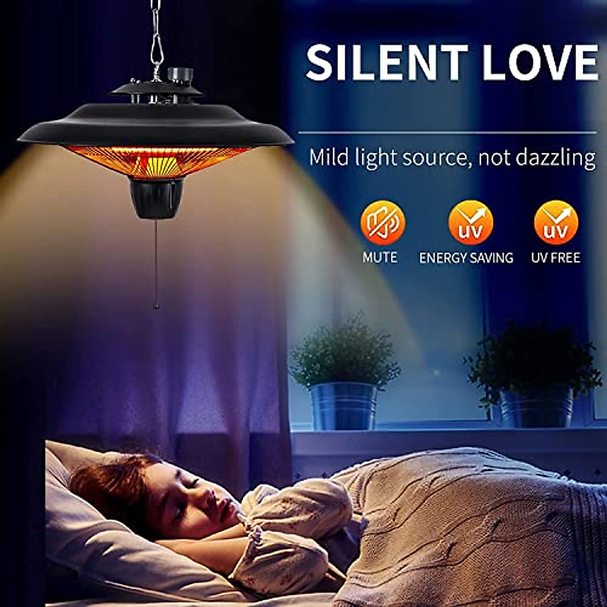 WLYMQFC Patio Heaters for Outdoor Use,Patio Hanging Heater,Infrared Waterproof Heater,Electric Patio Heater for Indoor or Outdoor Use Ceiling Mounted Heater with 2 Ajustable Power (600W/15000W)