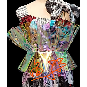 Transparent Iridescent PVC Sheet Cosplay Performance Accessories Holographic Waterproof Synthetic Leather for Party Decoration 0.1mm Thick 11.8X47"