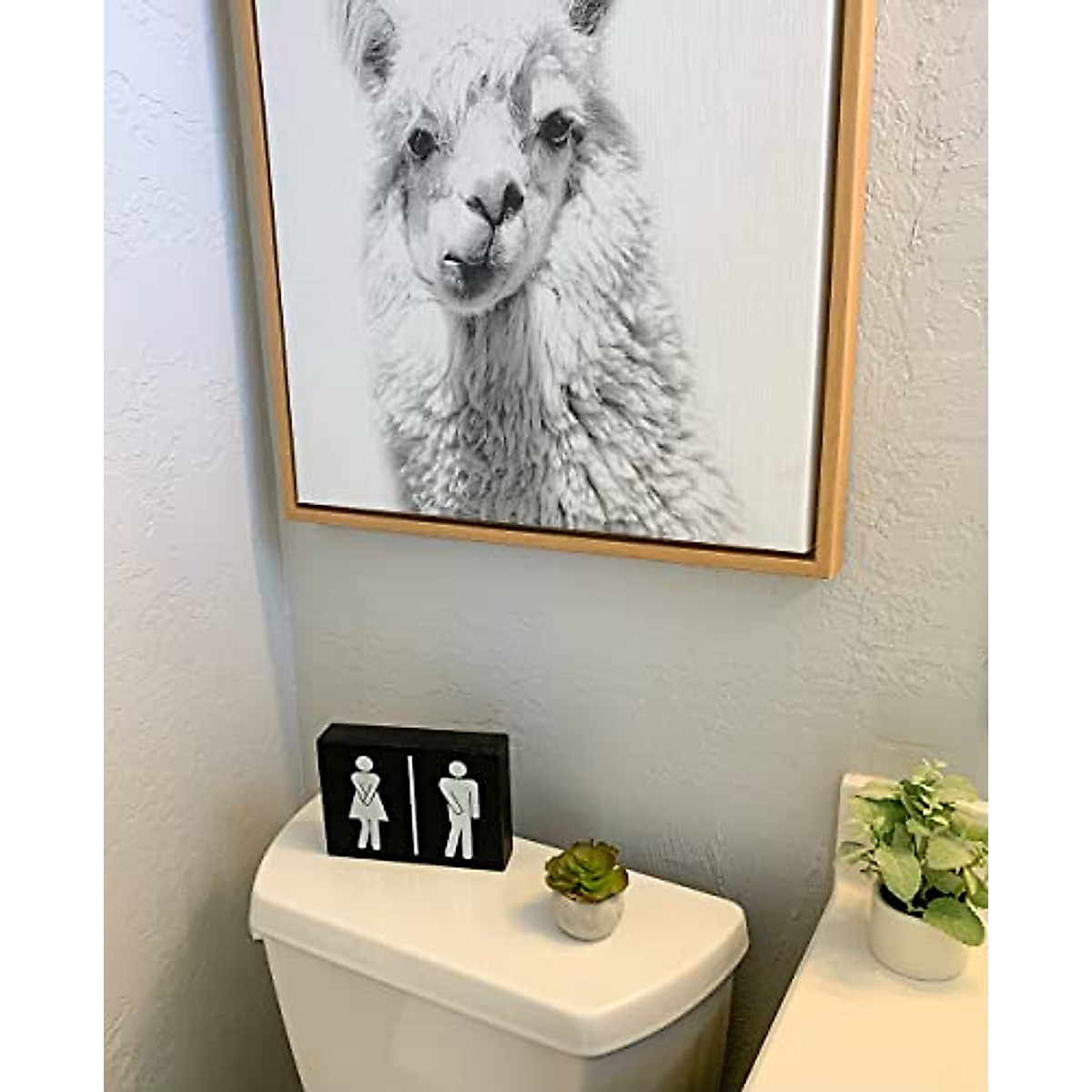 Sukha Home Funny Bathroom Signs - Cute Unisex Restroom Sign, Wooden Farmhouse Bathroom Wall Decor for Shelf or Wall Art, Home Decor Bathroom Accents