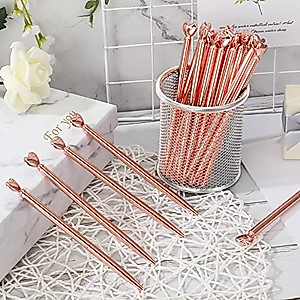 24 Pcs Heart Shaped Pens Retractable Metal Cute Heart Pens 1.0 mm Black Ink Ballpoint Decorative Pens Engagement Gifts for Women School Office Wedding Bridal Shower Valentine's Day(Rose Gold)