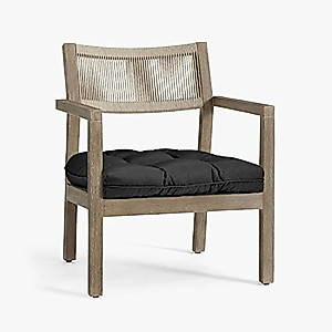 LOVTEX Indoor/Outdoor Tufted Seat Cushions for Patio Furniture Set of 2 Waterproof, 19x19 Black Outdoor Chair Cushions - Overstuffed Patio Furniture Cushions for Wicker Chair with Round Corner