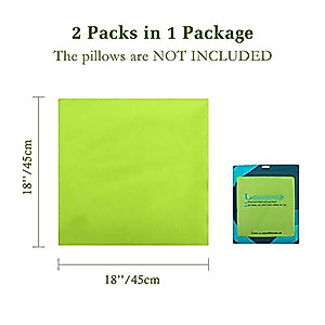 Lewondr Waterproof Outdoor Throw Pillow Cover, 2 Pack Solid PU Coating Throw Pillow Case UV Protection Garden Cushion Cover for Patio Sofa Couch Balcony 18"x18"(45x45cm) - Fluorescent Green