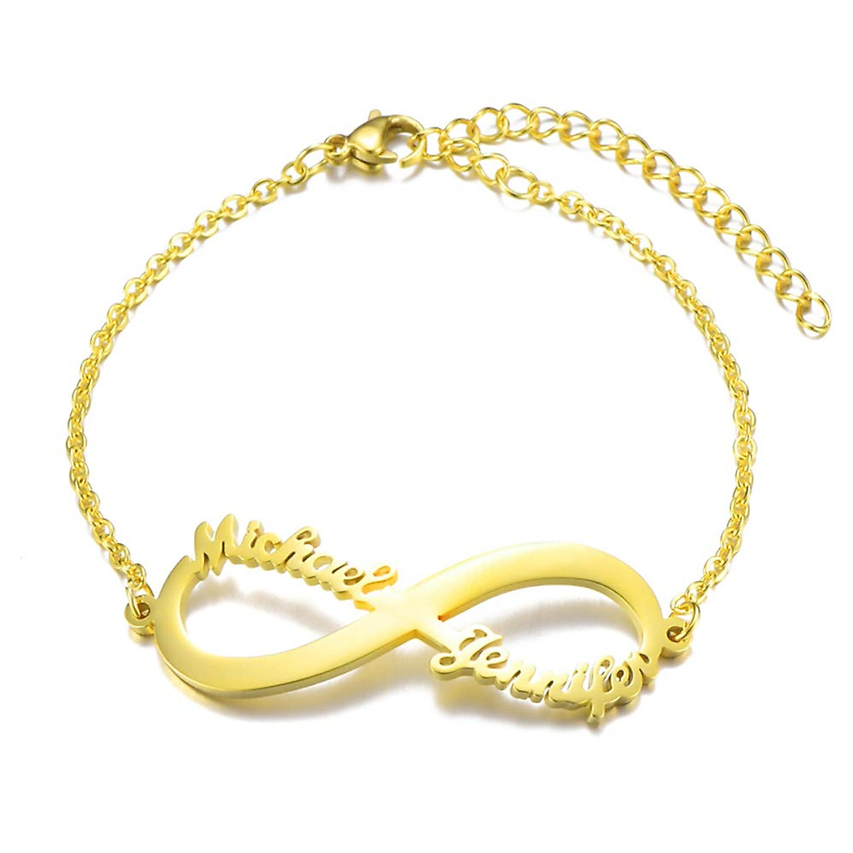 RMREWY Infinity Symbol Custom Name Bracelet 925 Sterling Silver Engrave Any Name Personalized Bracelet Ankle Customized Gift for Women