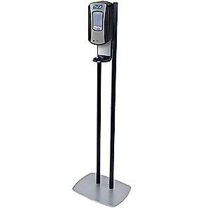 PURELL LTX-12 Dispenser Floor Stand, Chrome and Black Stand with PURELL LTX-12 Hand Sanitizer Dispenser (Pack of 1) - 7028-DS