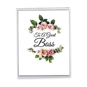 The Best Card Company Jumbo Boss's Day Greeting Card From Us 8.5 x 11 Inch with Envelope (1 Pack) Oversize Jumbo Co-Worker Elegant flowers J4175ABOG-US