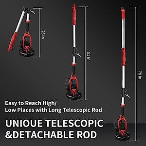 TurboVolt Drywall Sander With Vacuum Dust Collector,Variable Speed 800W Electric Sander,Popcorn Ceiling Removal Tool 800-1800RPM with Foldable Ceiling Sander,Extendable Handle,LED Light,Sanding Discs