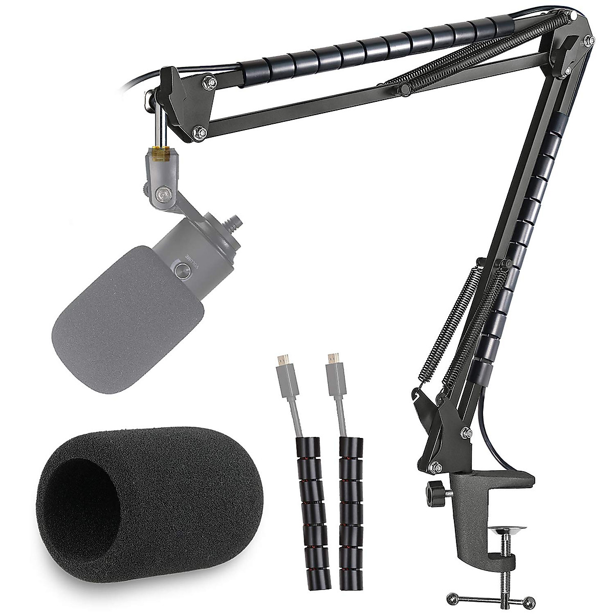 K669 Microphone Boom Arm Mic Stand, Windscreen and Cable Sleeve Compatible with Fifine K669 669B USB Podcast Microphone to Recording and Streaming by YOUSHARES