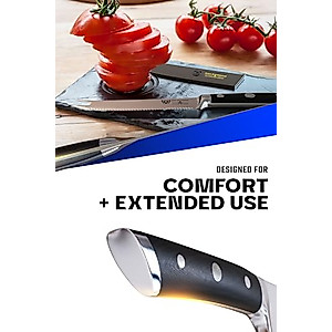 Dalstrong Tomato Slicing Knife - Gladiator Series Elite - 5" - Serrated Utility - German High Carbon Steel - Black Handle - Sheath Included - NSF Certified