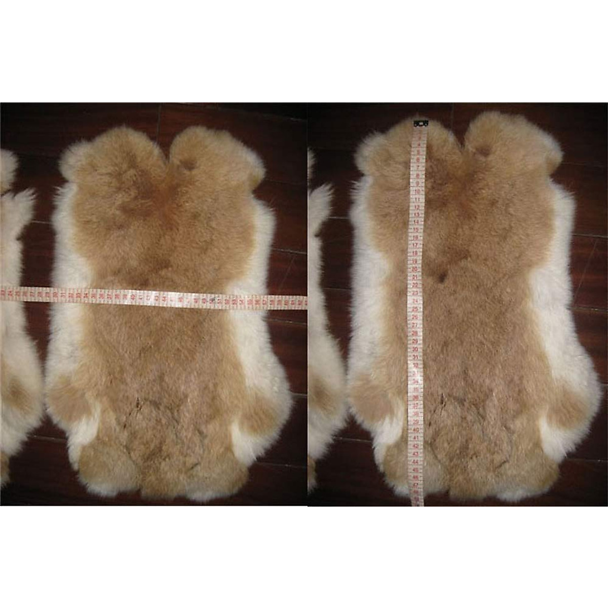 4pack Natural Tanned Rabbit Fur Pelt Real Rabbit Skin Hide Pelts (10" by 12" Rabbit Pelt with Sewing Quality Leather) (Natural Yellow Tanned)