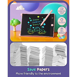 ORSEN Colorful 8.5 Inch LCD Writing Tablet for Kids, Electronic Sketch Drawing Pad Doodle Board, Toddler Travel Learning Educational Toys Activity Games Birthday Gifts for 3 4 5 6 7 8 Year Old Girls