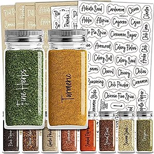 Talented Kitchen 272 Spice Labels Stickers, Clear Spice Jar Labels Preprinted for Seasoning Herbs Kitchen Spice Rack Organization, Water Resistant, Black and White Script