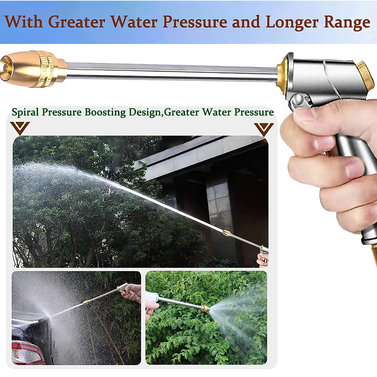 Garden Hose Nozzles,High Pressure Water Hose Nozzle Sprayer Head,360°Water Adjustment,2 Different Types of 3/4”Quick Connectors, for Watering Garden and Lawn,Washing Cars,Cleaning,Showering Dogs&Pets