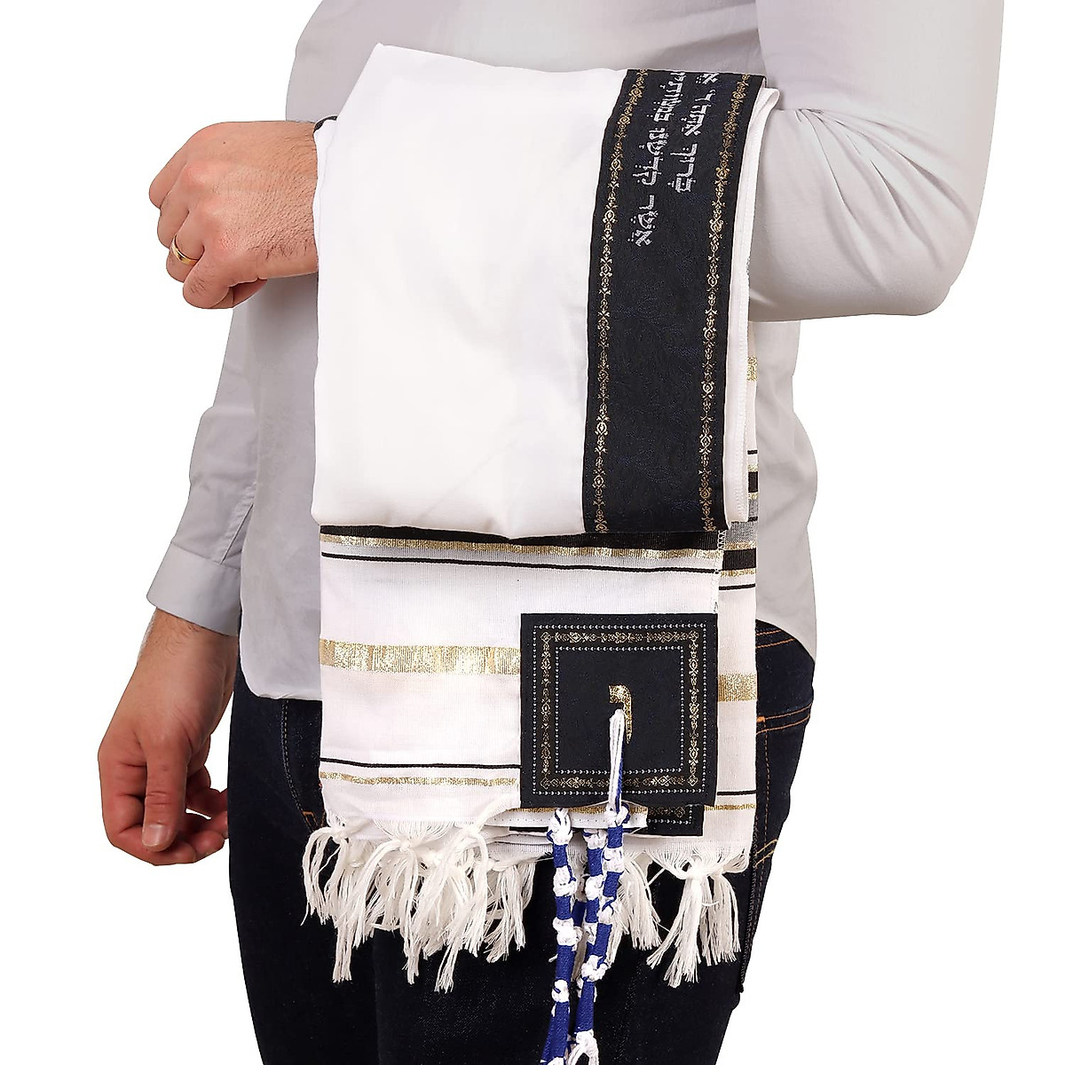 HalleluYAH Tallit Prayer Shawl from Israel - Lord’s Name Spelled on 4 Corners - XL 72x36 Inches