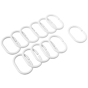 Amazon Basics Water Resistant 8-Gauge PEVA Shower Curtain Liner with Bottom Magnets and Plastic Shower Hooks - 72" x 72", White