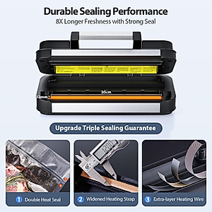 95Kpa Powerful Precision Pro Vacuum Sealer, with 10-in-1 Functions, Easy-Lock Handle, Double Heat Seal & Double Pump, Vacuum Sealer Machine for Food with Bags Storage, Built-in Cutter,Stainless Steel