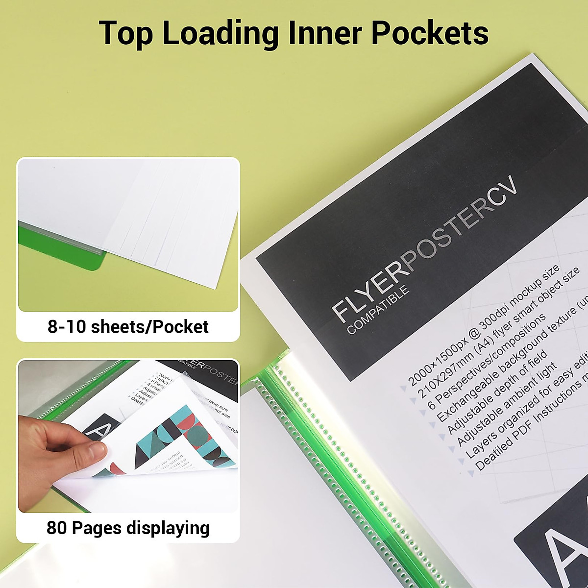 Kokuyo 40-Pocket Binder with Plastic Sleeves 8.5"x11" (Orange), A4 and US Letter Expandable Art Portfolio Folder with Clear Sheet Protectors. 80 Pages of Presentation Display Book. (RA-N40YR)