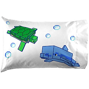 Jay Franco Minecraft Animal Patch Queen Sheet Set - 4 Piece Set Super Soft and Cozy Kid’s Bedding - Fade Resistant Microfiber Sheets (Official Minecraft Product)