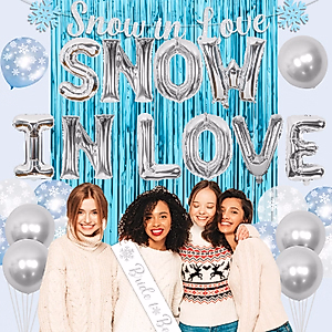 Balterever Snow in Love Bridal Shower Decor Winter Bridal Shower Decorations with Silver Winter Snow In Love Banner Winter Bride to Be Sash for Winter Wedding Engagement Party Decorations