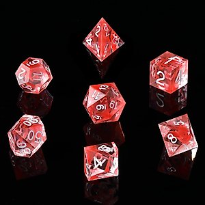 DAKAFUL DND Game Dice-Set Sharp Edges - Dungeons and Dragons Polyhedral Red Dice Set for D＆D RPG MTG Table Games D4 D6 D8 D10 D12 D20