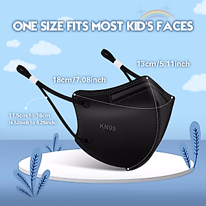WWDOLL Kids KN95 Face Mask 25 Pack, 5-Layers Breathable KN95 Masks for Children, Black