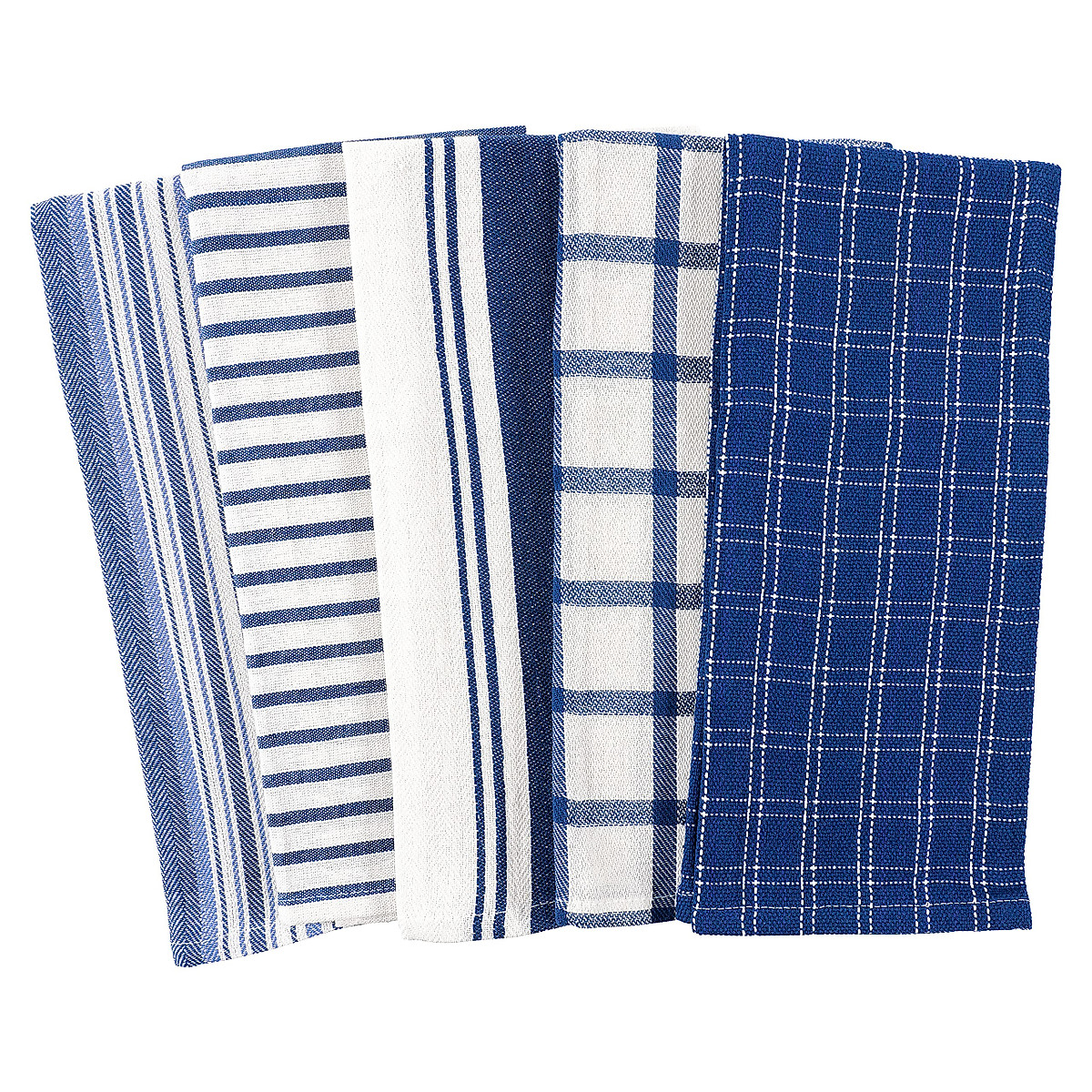KAF Home Assorted Flat Kitchen Towels | Set of 10 Dish Towels, 100% Cotton - 18 x 28 inches | Ultra Absorbent Soft Kitchen Tea Towels | Perfect for Cooking, Cleaning, and Drying Hands (Navy)