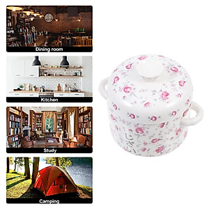 Angoily Ceramic Stew Pot with Lid and Handle Steam Soup Bowl Steaming Cup for Egg Custard Medicinal Birds Nest Pink