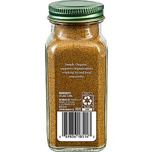 Simply Organic Ground Cumin Seed, 2.31 Ounce Glass Jar, Rich, Warm, Complex Earthy Spice Flavor, Certified Organic, Kosher