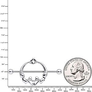 Body Candy 2Pc 14G Nipplerings Piercing Womens Steel Nautical Mermaid Nipple Shield Nipple Ring Set 13/16"