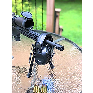 Earmuffs hearing protection with low profile passive folding design 26dB NRR and reduces up to 125dB, black