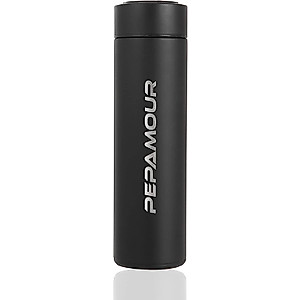 Stainless Steel Thermos, Water Bottle with Smart Temperature Display, Double Wall Insulated Coffee Thermos, BPA-Free, No Smell and Perspiration (Black)