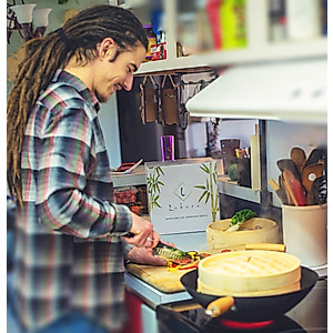 LUKARA Bamboo Steamer Basket – Dumpling Steamer Bamboo with Accessories – Bamboo Steamer 10 Inch with Silicone Steamer Liners, Cookbook, Chopsticks, Sauce Ramekins – Eco-Friendly Gift Set