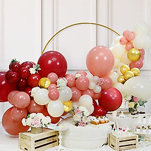 Pink Balloon Arch Kit - 132pcs Pink Gold Red Balloon Garland Kit White Dusty Pink Balloons for Wedding Bridal Shower Birthday Baby Shower Party Decorations