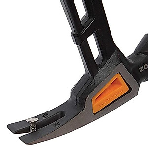 Fiskars IsoCore 22 oz Milled-Face Framing Claw Hammer, with Shock Reduction, 16 in