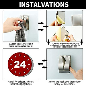 Boao Self Adhesive Grabber Stainless Steel Kitchen Dish Towel Hook Wall Mount Non Drilling Towel Hangers Rack Hand Towel Hook Tea Towel Holders for Bathroom