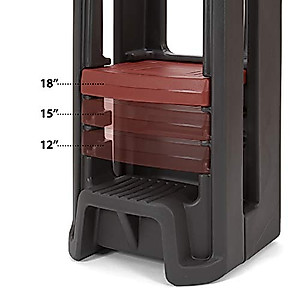 Simplay3 Toddler Tower Childrens Step Stool with Three Adjustable Heights, Kids Kitchen Helper, Made in USA, Espresso Brown