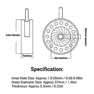 Adjustable Aperture Diaphragm Camera Diaphragm 1.5-25mm Adjustable Lens Optical Diaphragm Microscope Adapter Aperture