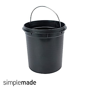 SIMPLEMADE Round Step Trash Can, Stainless Steel with Lid, Small Metal Wastebasket / Garbage Can For Bathroom, Office, Black, 5 Liter / 1.3 Gallon -