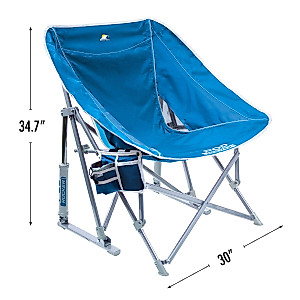 GCI Outdoor Pod Rocker Beach Chair | Collapsible Folding Rocking Chair with Drink Holder & Portable Carry Bag — Saybrook Blue